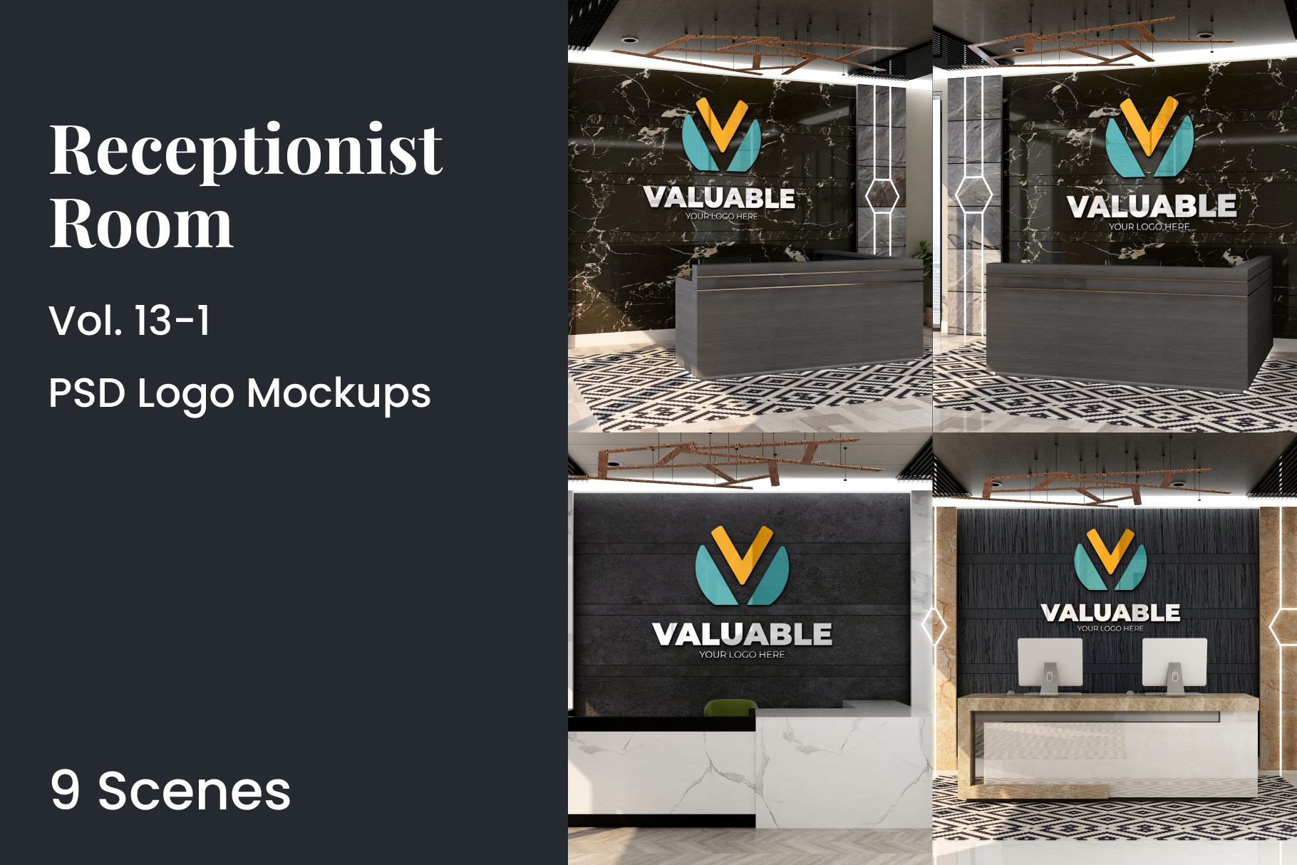 Office Reception Wall Logo Mockup