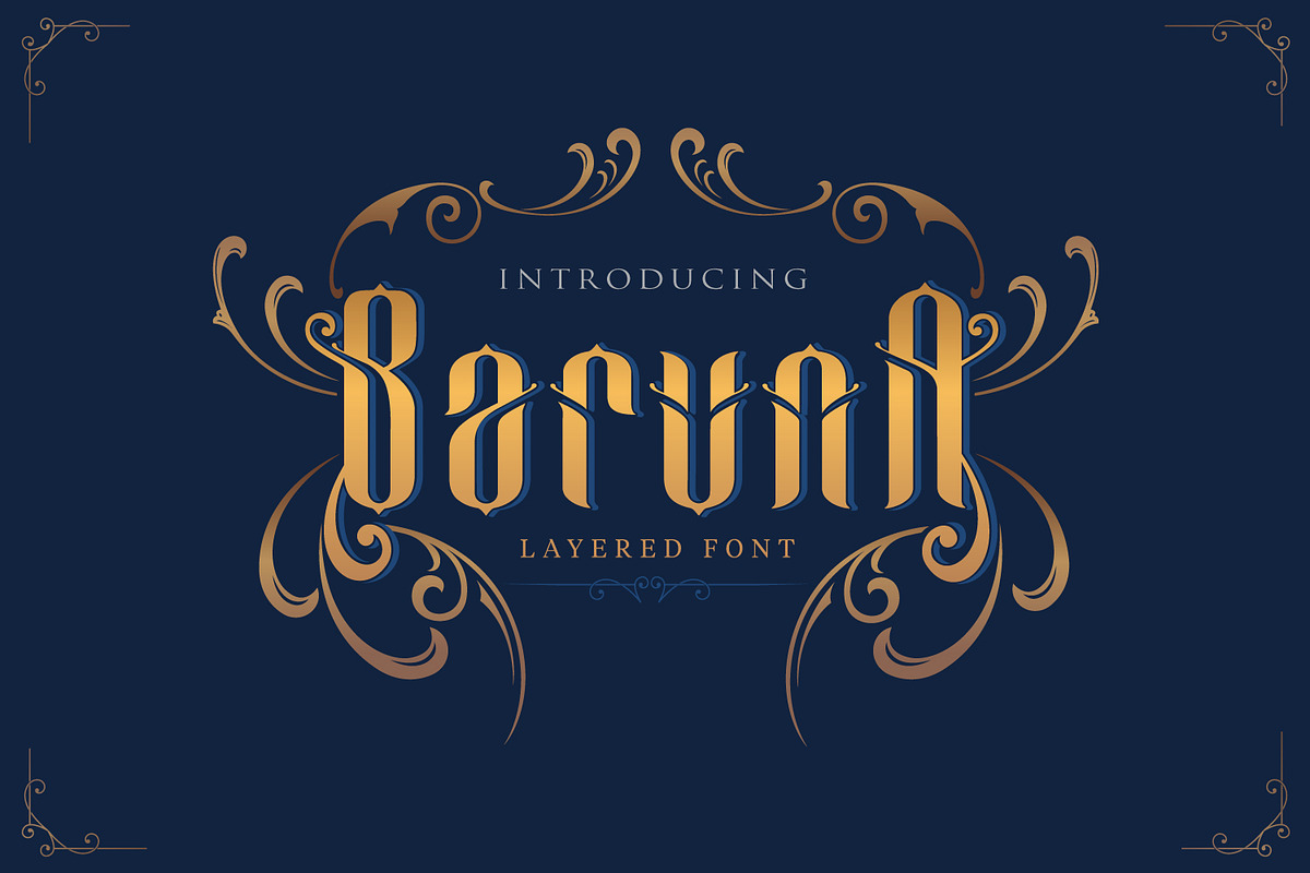 Baruna - Layered font - Sale, a Blackletter Font by creativemedialab