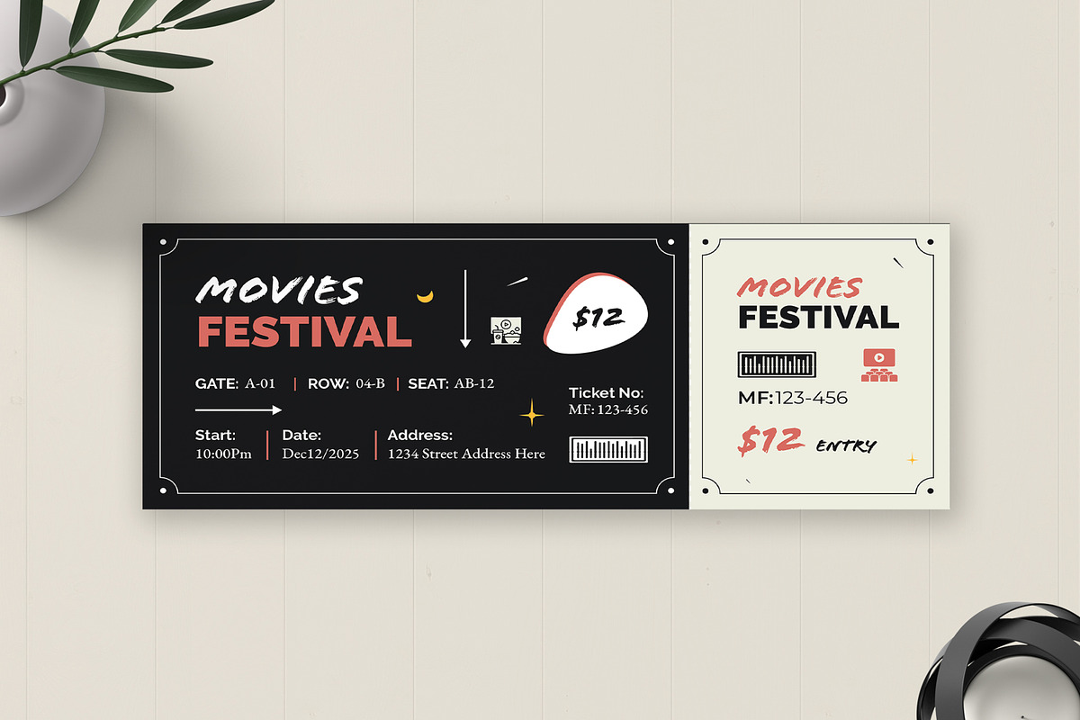 Movies Festival Event Ticket | Creative Market