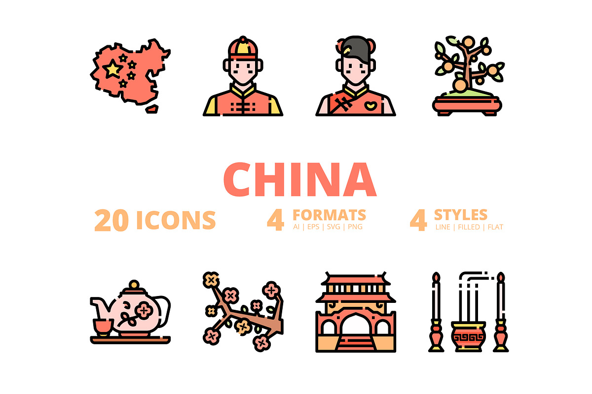 CHINA ICONS PACKS, a Solid Icon by LINECTOR | Creative Market