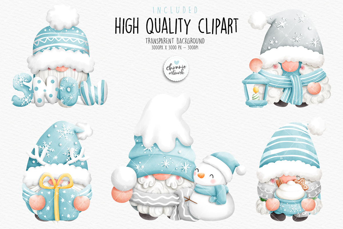 Winter gnome clipart, gnome clipart, a Seasonal Illustration by ...