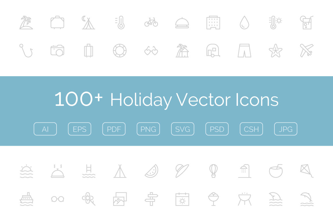100+ Holiday Vector Icons, an Outline Icon by Creative Stall
