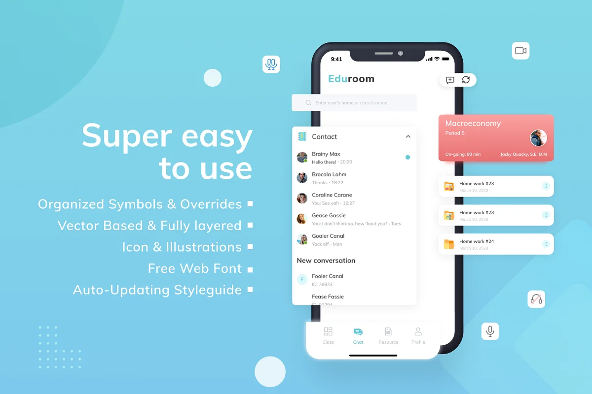 EduRoom-Online Class Room App Design, an App Template by Capi Product