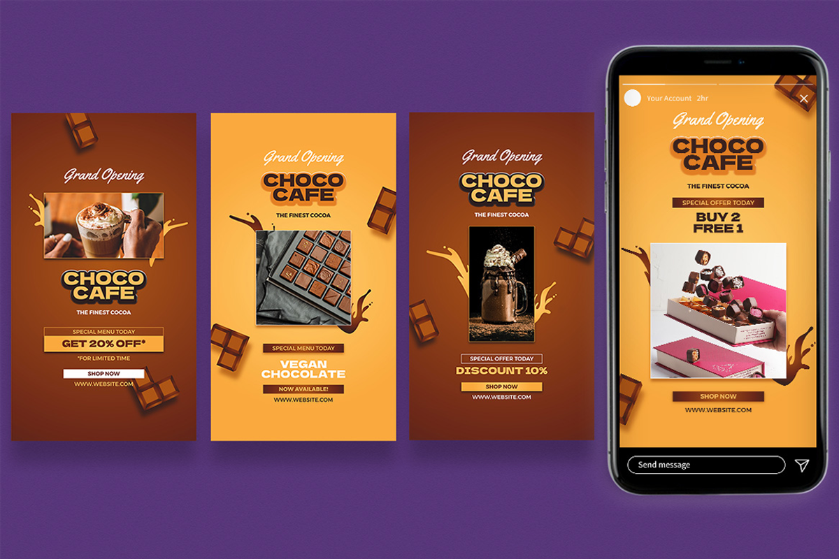 Chocolate Cafe Instagram Stories, a Social Media Template by Lettha-Studio