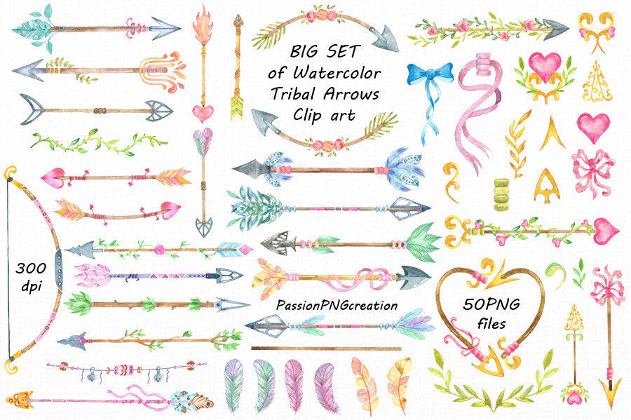 Watercolor Arrows Clip art, an Illustration by PassionPNGcreation