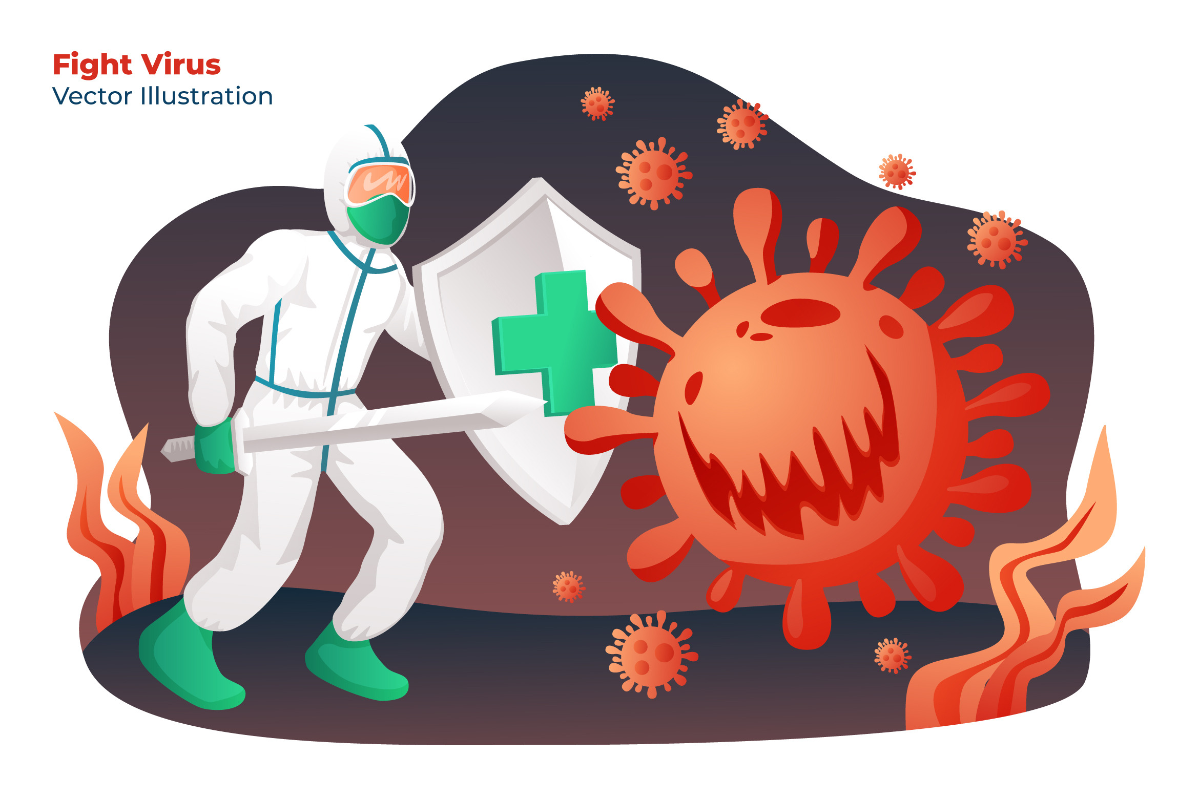 FIGHT VIRUS - Vector Illustration | Illustrations ~ Creative Market