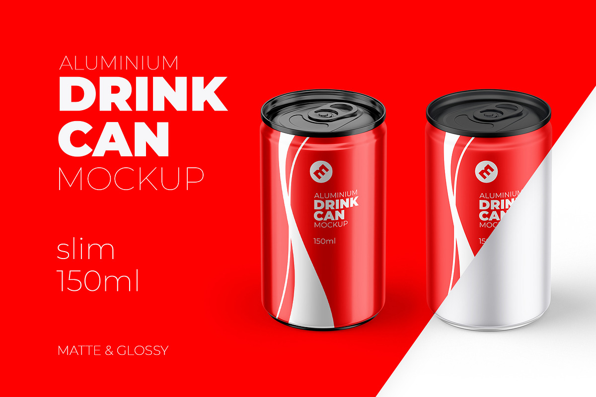 Slim 150ml Aluminium Can Mockup, a Packaging Mockup by easymock