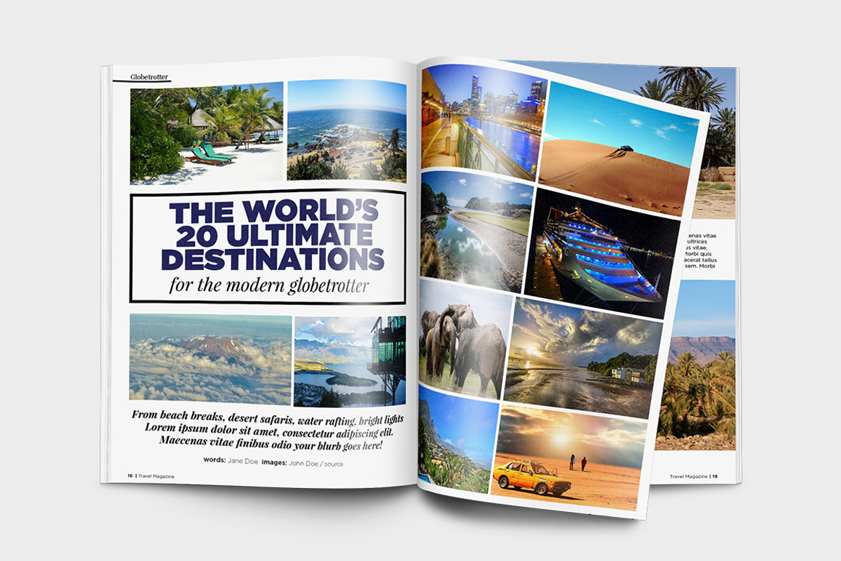 Indesign Travel Magazine Template, a Magazine Template by Red Cactus ...