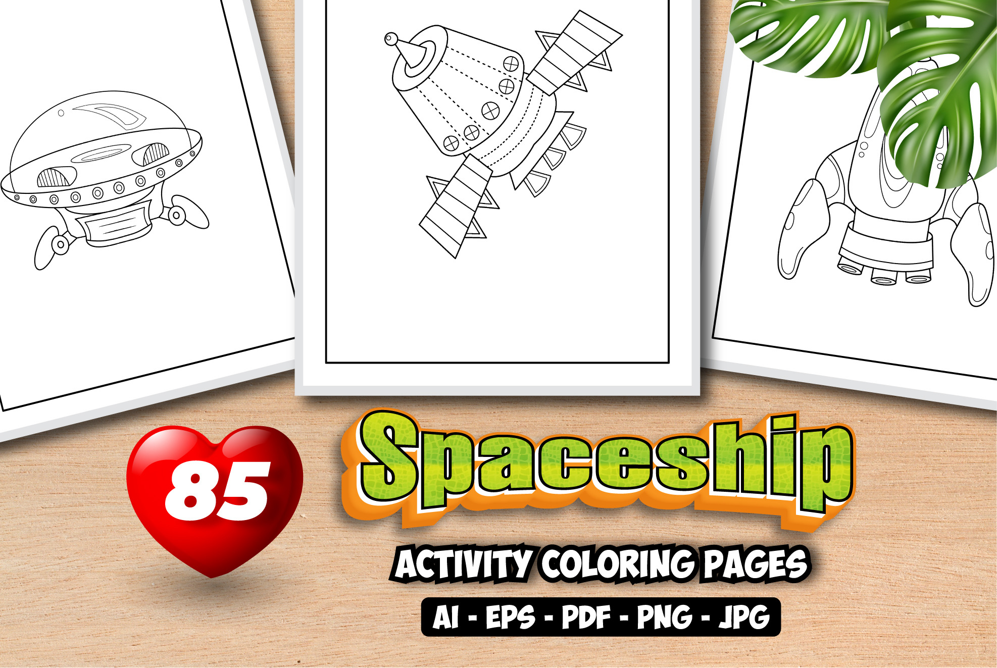 85 Spaceship Vector Activity Pages, an Illustration by Blue Digital Studio