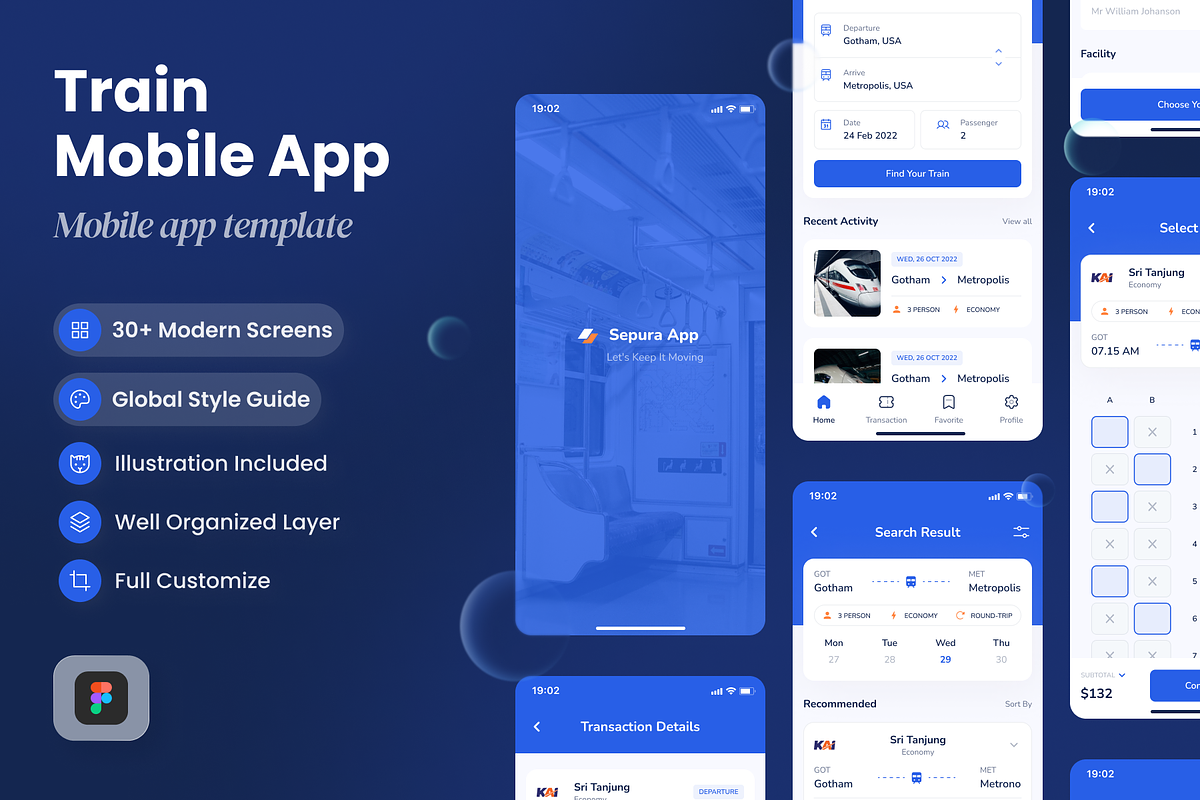Sepura - Train Mobile App UI Kit, an App Template by SLAB! Design