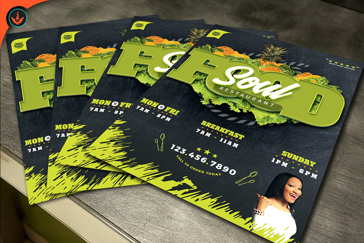 Soul Food Restaurant Menu Flyer, a Flyer Template by SeraphimChris