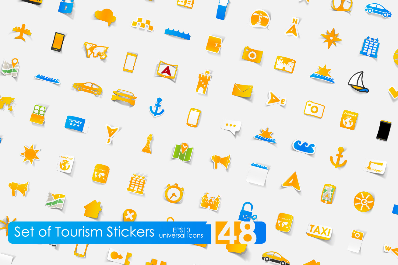 148 tourism stickers | Icons ~ Creative Market