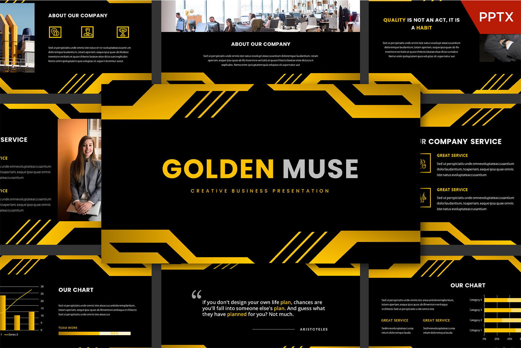 Golden Muse Powerpoint Template, a Presentation Template by Yo Slide