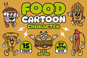 Food Cartoon Character Mascot Retro, a Food Illustration by Otto.std