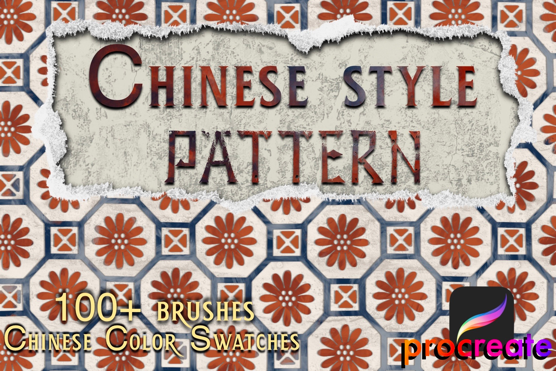 Chinese pattern procreate brushes, a Brush Add-On by TheWhiteCatLab ...