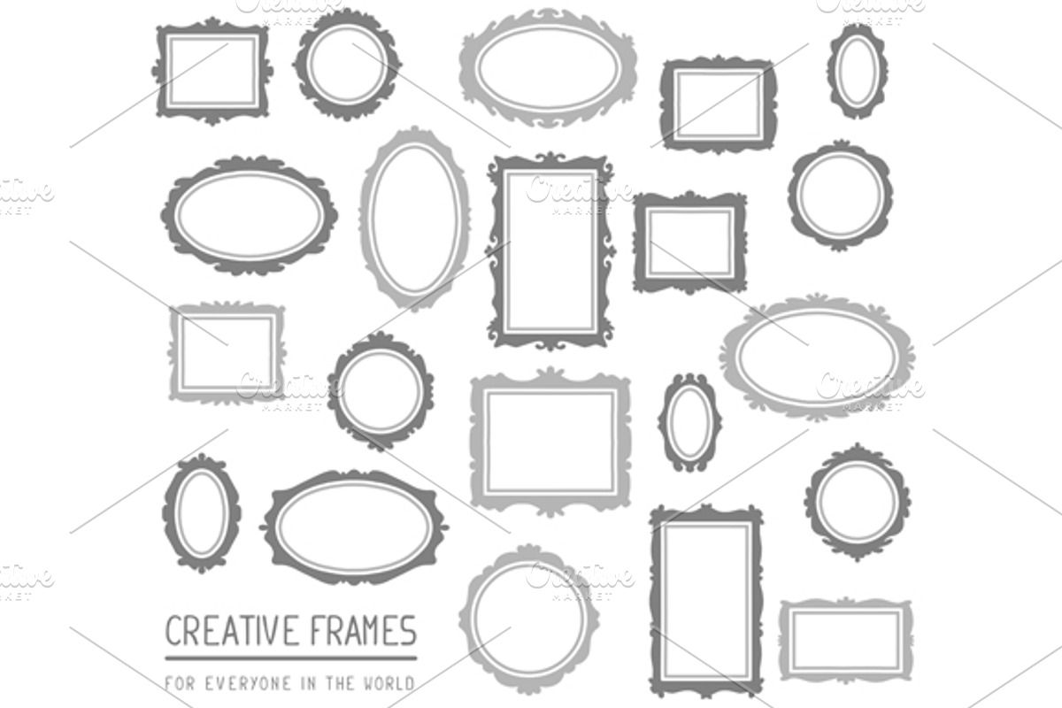 Big set of rectangular, oval frames, an Object Graphic by wowomnom