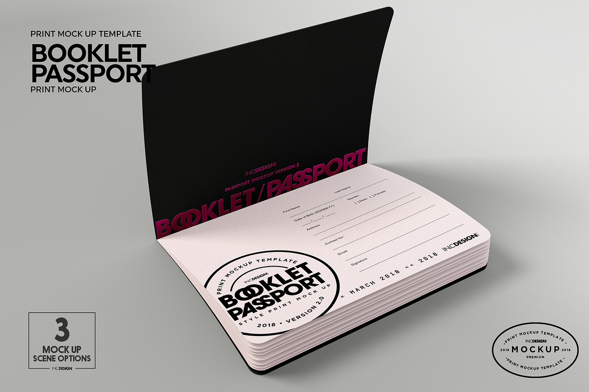 Booklet Passport Print MockUp, a Print Template by INCDesign