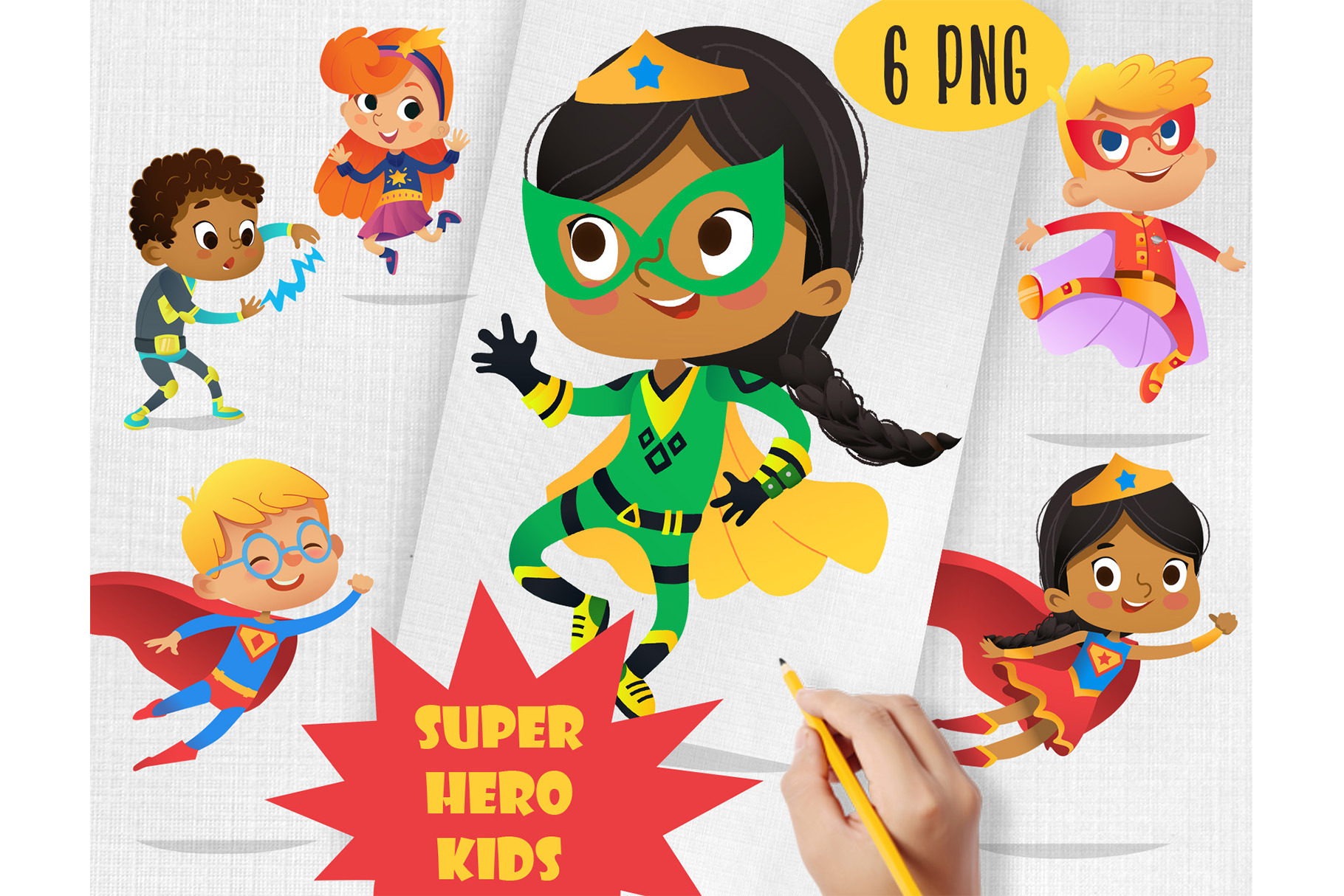 Cute Super Hero Kids Clipart, a Person Illustration by FoxyImage