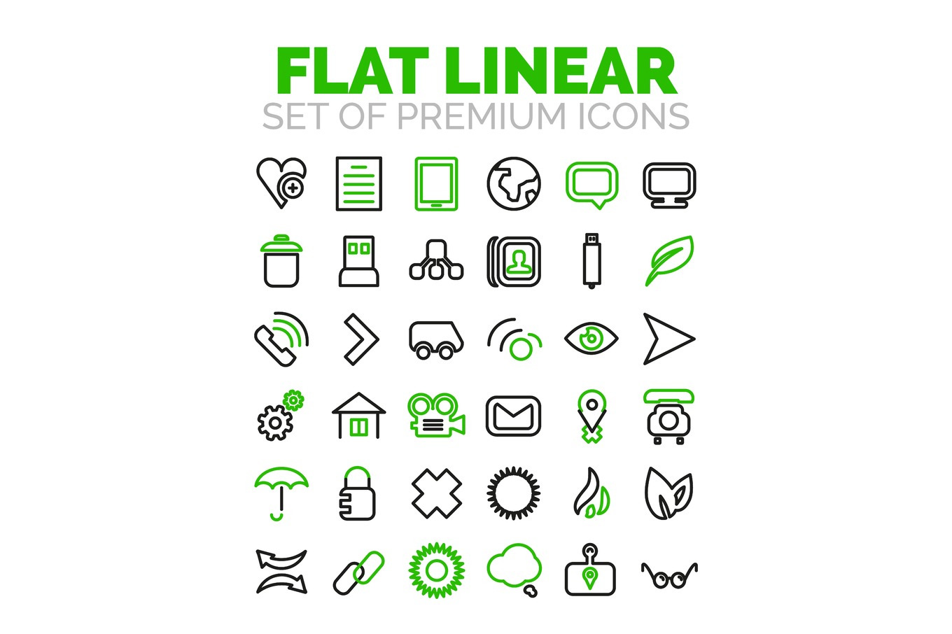 Set of vector flat linear premium icons, a Technology Illustration by ...