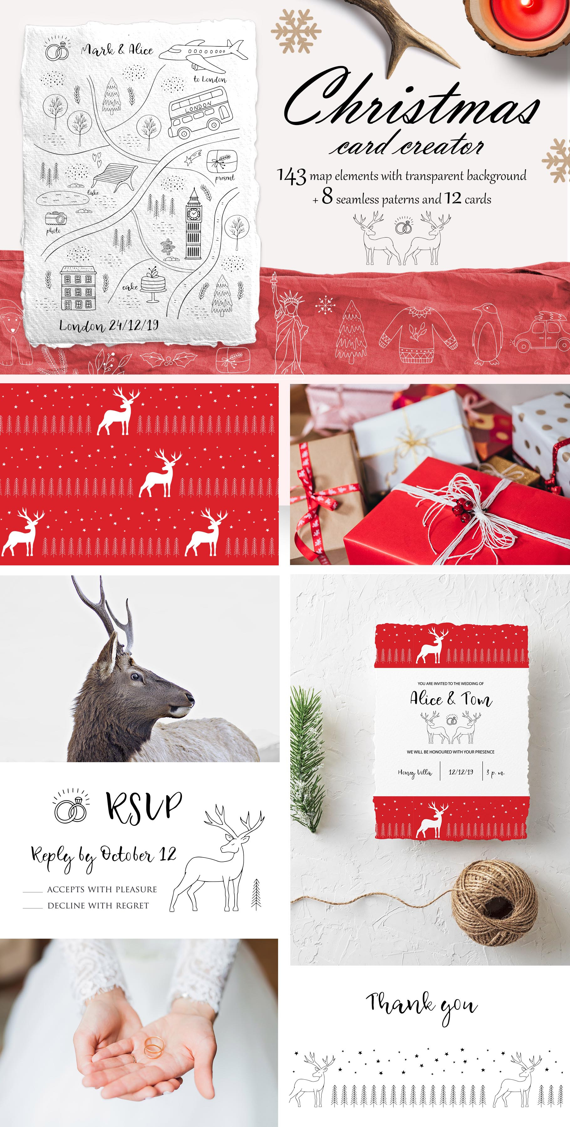 Christmas card map creator, a Seasonal Illustration by Alisovna ...