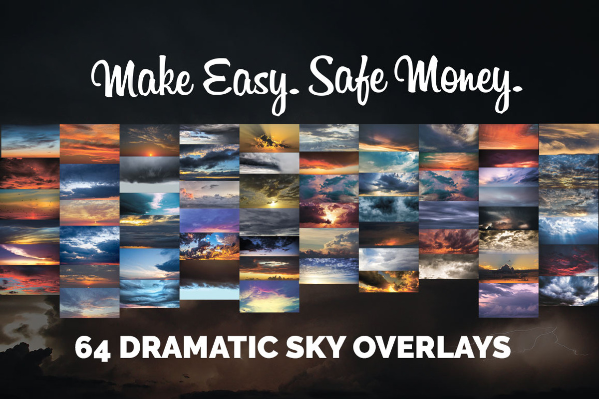 64 Dramatic Sky Overlays, a Layer Style Add-On by PhotoEffects.Store