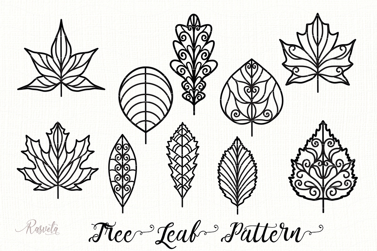 Tree Leaf Pattern Collection, a Decorative Illustration by Rasveta