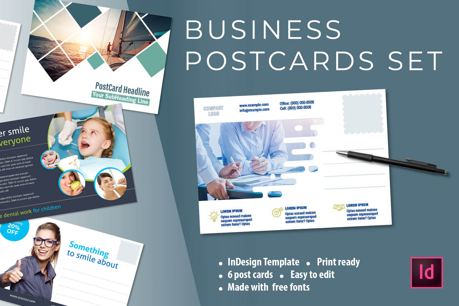Business PostCards Set Template, a Card Template by R-studio