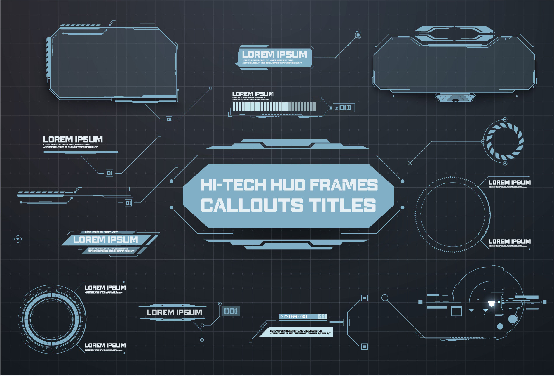 Hi-Tech HUD Frames, Callouts titles, a Technology Illustration by ZinetroN