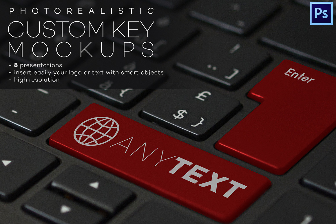 Custom Key on Keyboard Mockups, a Books & Magazine Mockup by ...