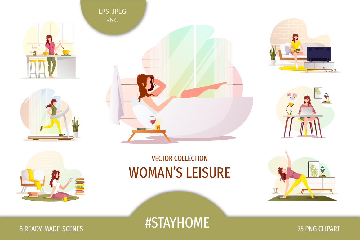 Woman's leisure - Vector collection, a Work Illustration by TaYaArt