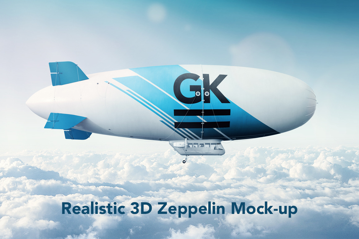 Realistic 3D Zeppelin / Dirigible, a Product Mockup by GK Creative