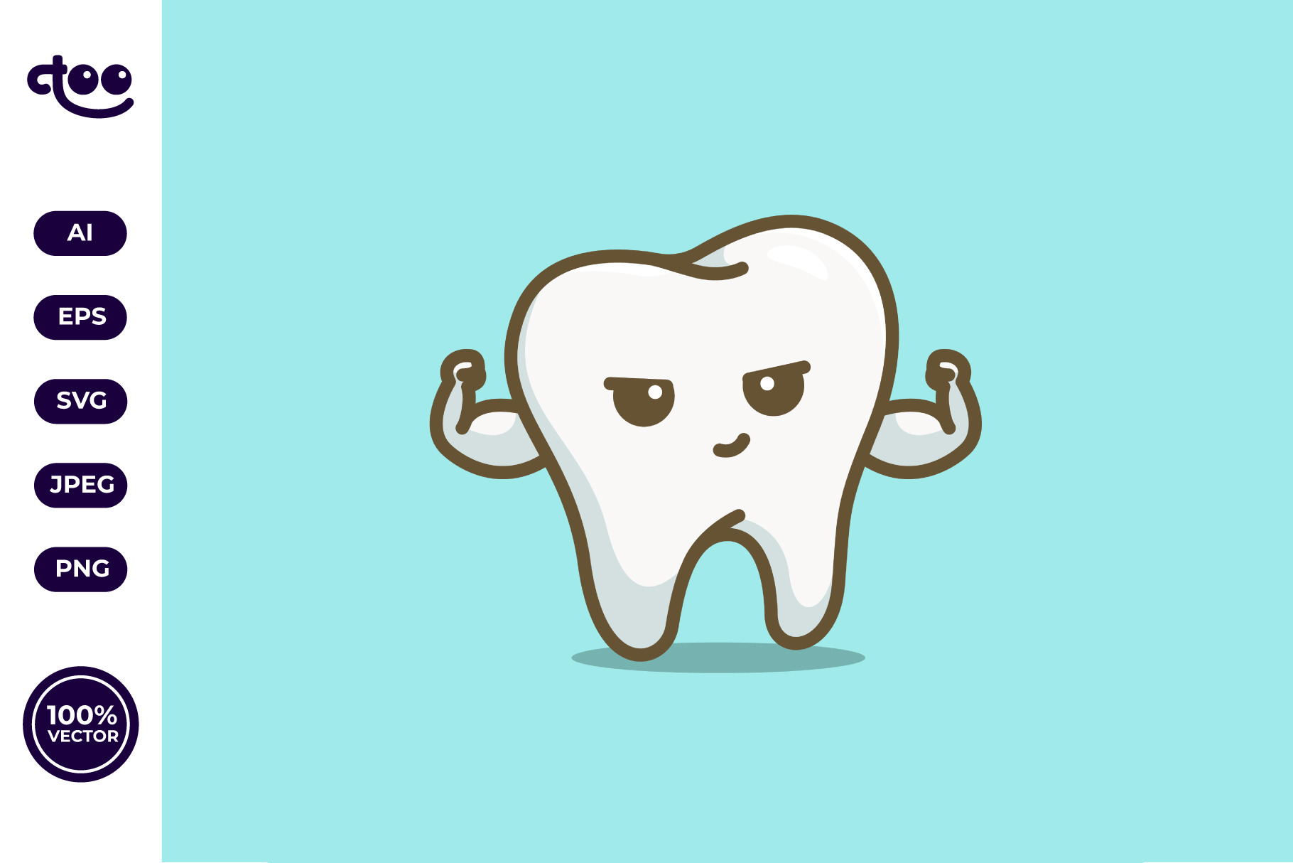 Cute muscular teeth showing biceps | Creative Market