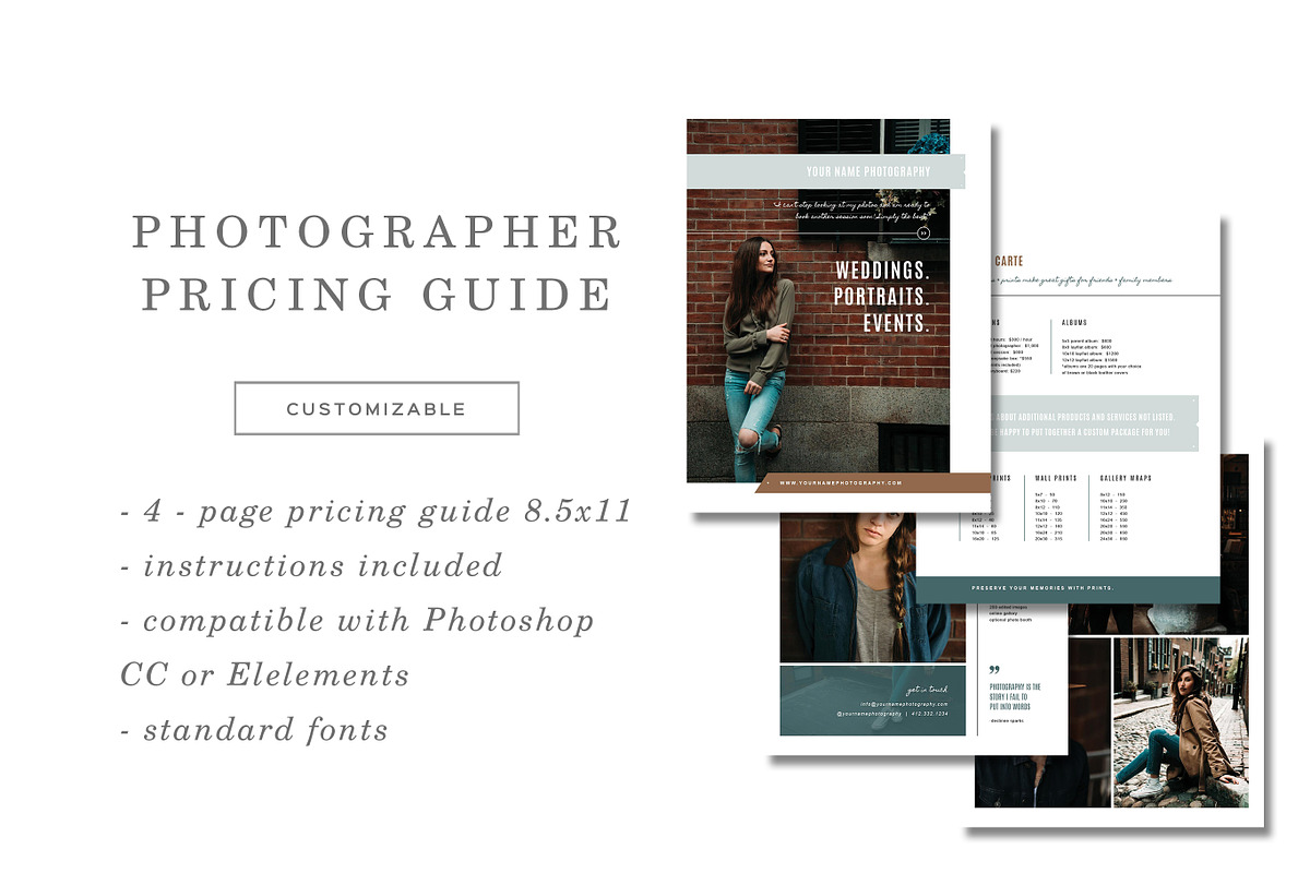 Photographer Pricing Guide Set, a Magazine Template by roselindoco