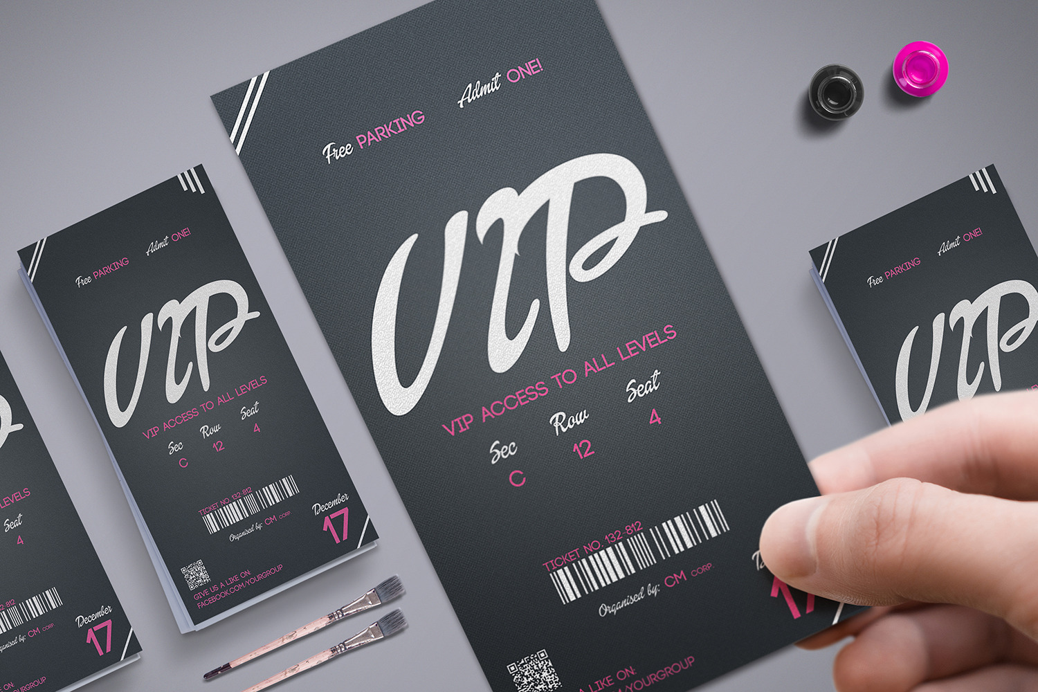 PINK DREAM vip pass, a Card Template by Tzochko | Creative Market