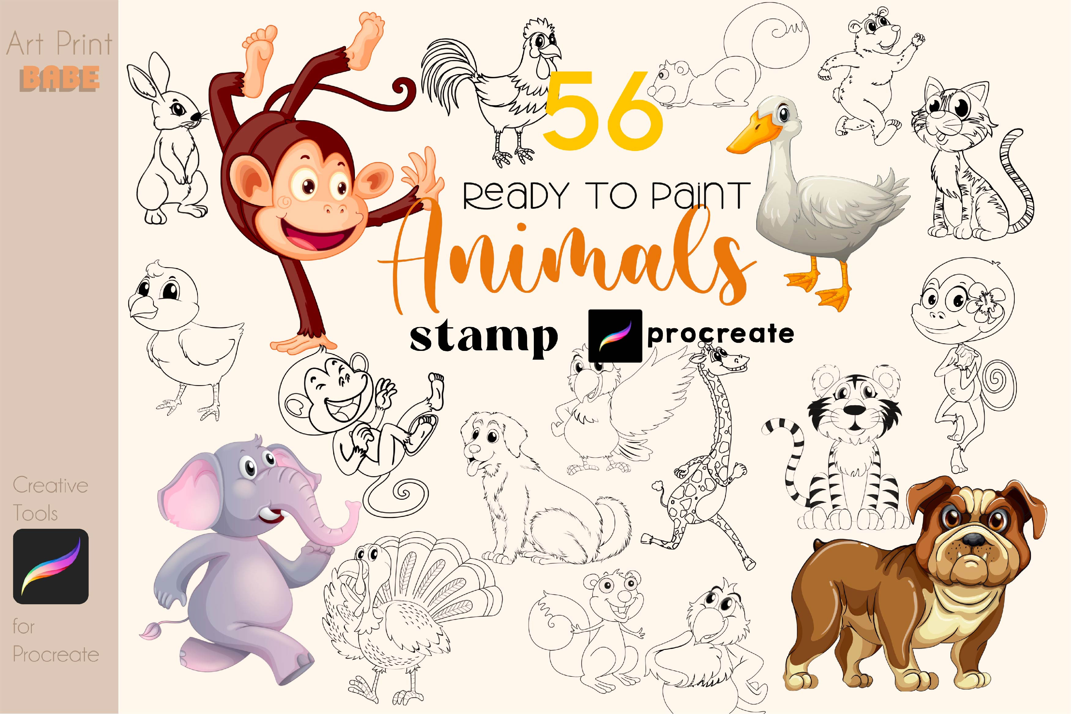 Animals Stamps Children Paint Color