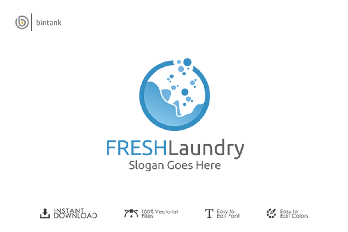 Fresh Laundry Logo, a Branding & Logo Template by Bintank Studio