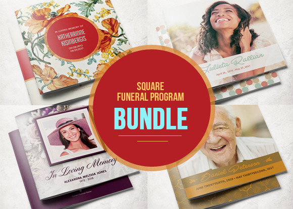 Square Funeral Program Bundle, a Brochure Template by loswl
