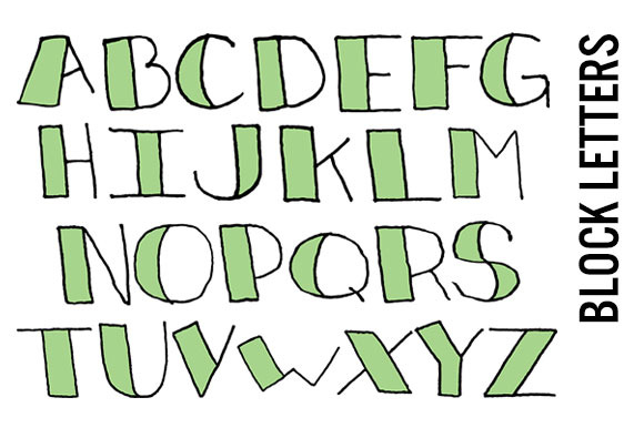 Doodle Block Letters - Mint, a Graphic by Pepper