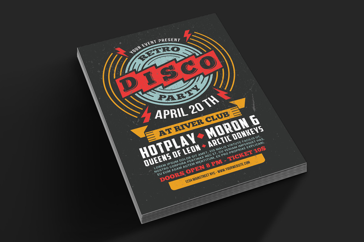 Retro Disco Flyer, a Flyer Template by Muhamad Iqbal hidayat