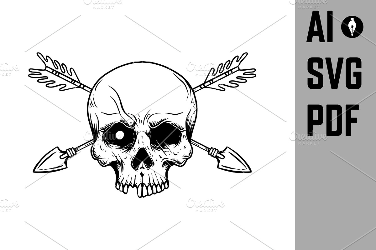 Skull with crossed arrows., an Object Illustration by Vectorhight