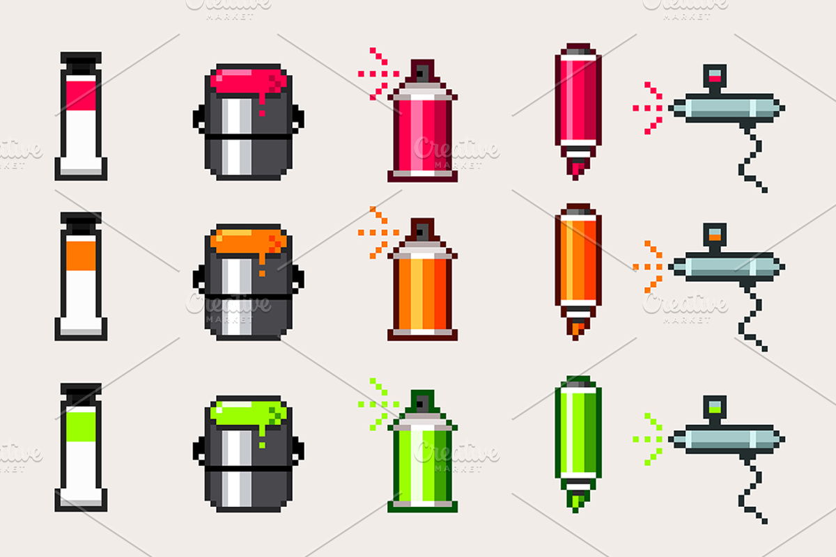 Paint Tools Pixel Art Icons, an Icon by 2 art studio
