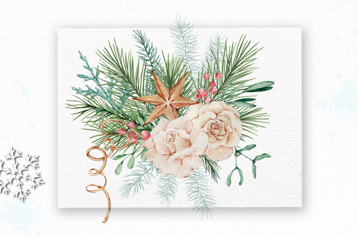 Watercolor Elegant Christmas Clipart, an Illustration by SvetaArtStore