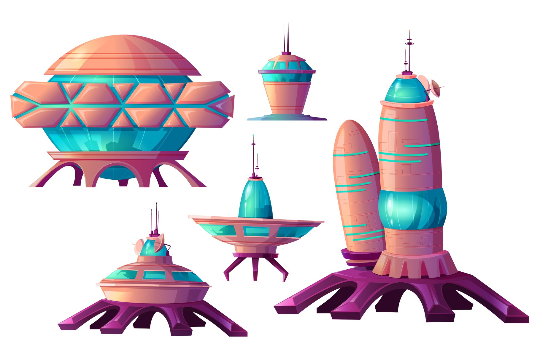 Space colonization, alien spaceships, a Technology Illustration by art ...