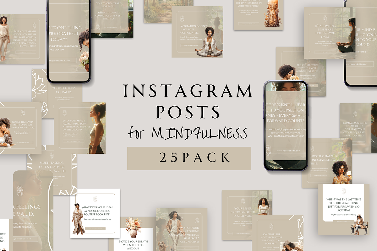 MINDFULNESS SOCIAL MEDIA POSTS, a Social Media Template by Daring Digies