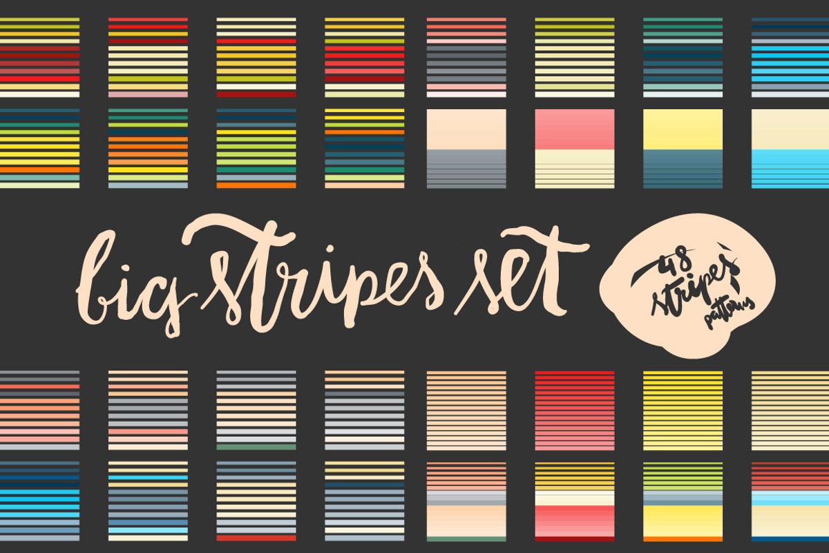 Big Stripes Set, 48 stripes patterns, a Pattern Graphic by Veronika M