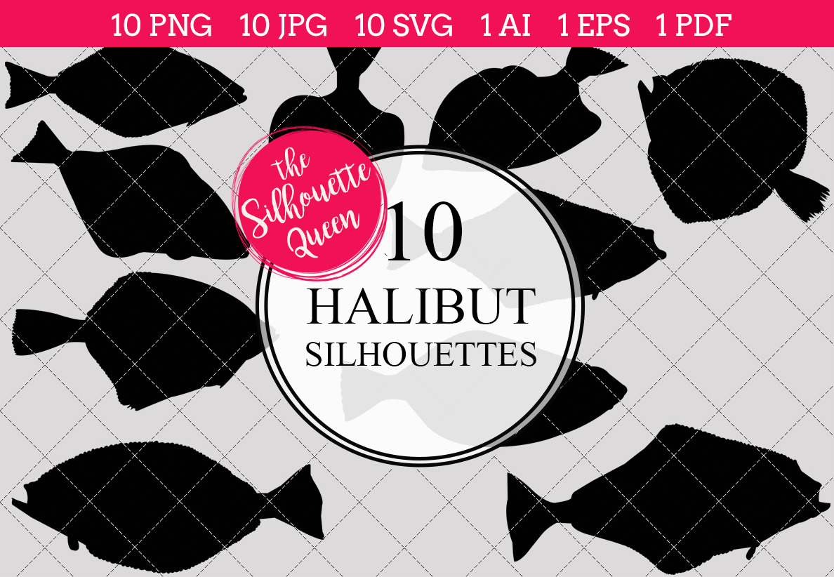Halibut Fish Silhouette Clipart, an Object Graphic by The Silhouette Queen