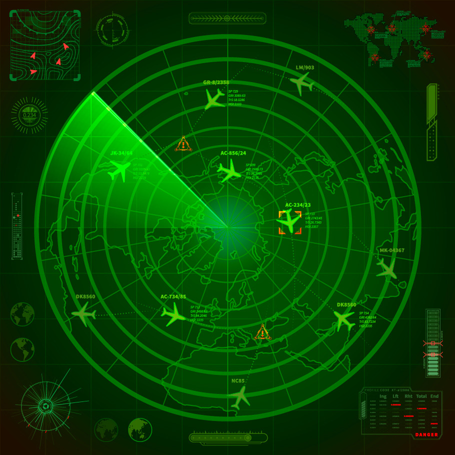 Abstract military radar display, a Technology Illustration by BestPics