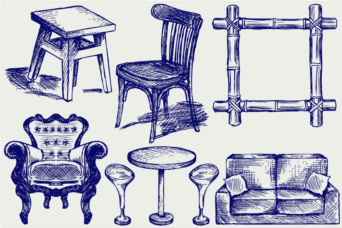 Furniture, elements of interior, a Decorative Illustration by LineworkStock