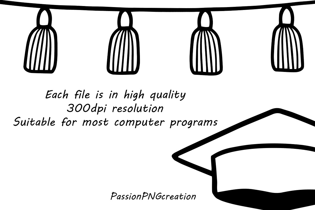Doodle Graduation clipart, an Illustration by PassionPNGcreation