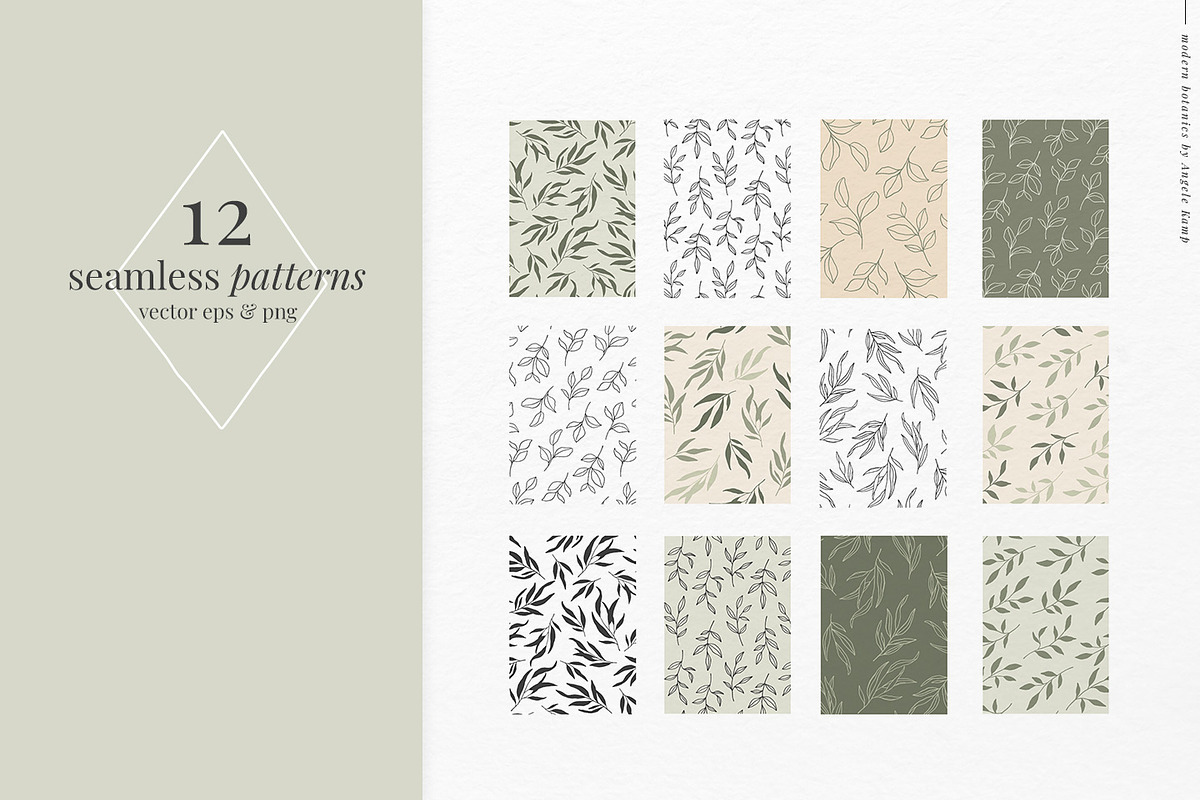Modern Botanics patterns, a Work Illustration by Angele Kamp